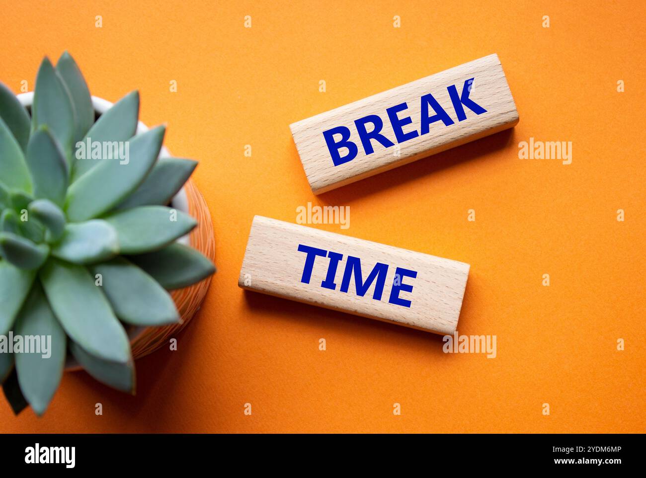 Break Time symbol. Concept word Break Time on wooden blocks. Beautiful ...