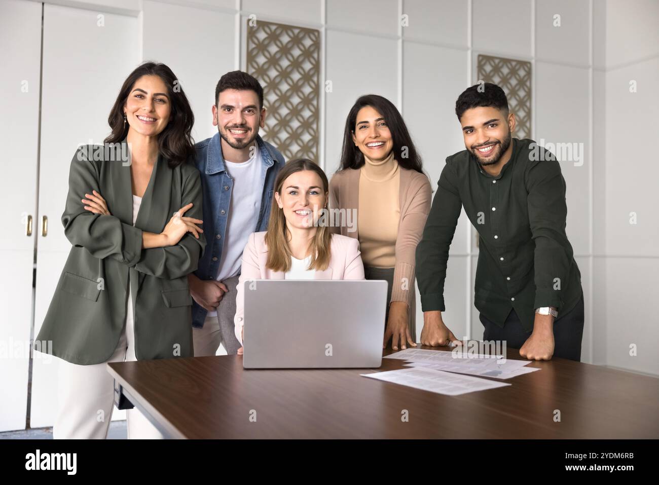 Diverse group happy work colleagues hi-res stock photography and images ...