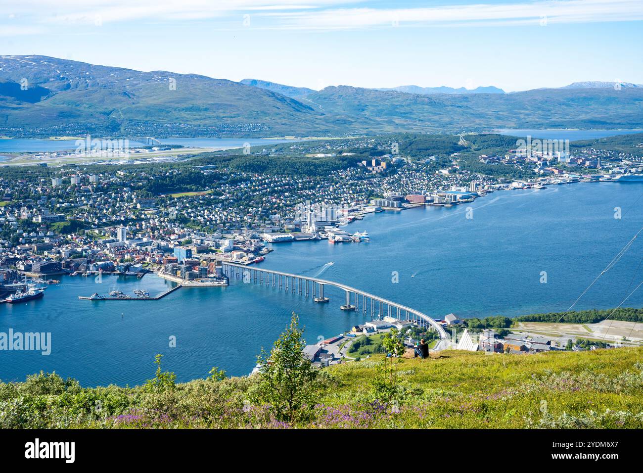 View over Tromso, Norway from Storsteinen viewpoint Stock Photo - Alamy