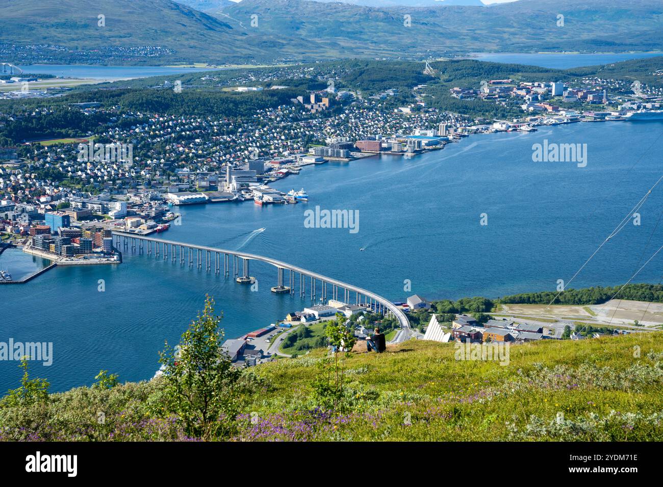 View over Tromso, Norway from Storsteinen viewpoint Stock Photo - Alamy