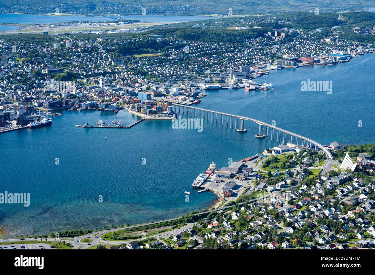 View over Tromso, Norway from Storsteinen viewpoint Stock Photo - Alamy