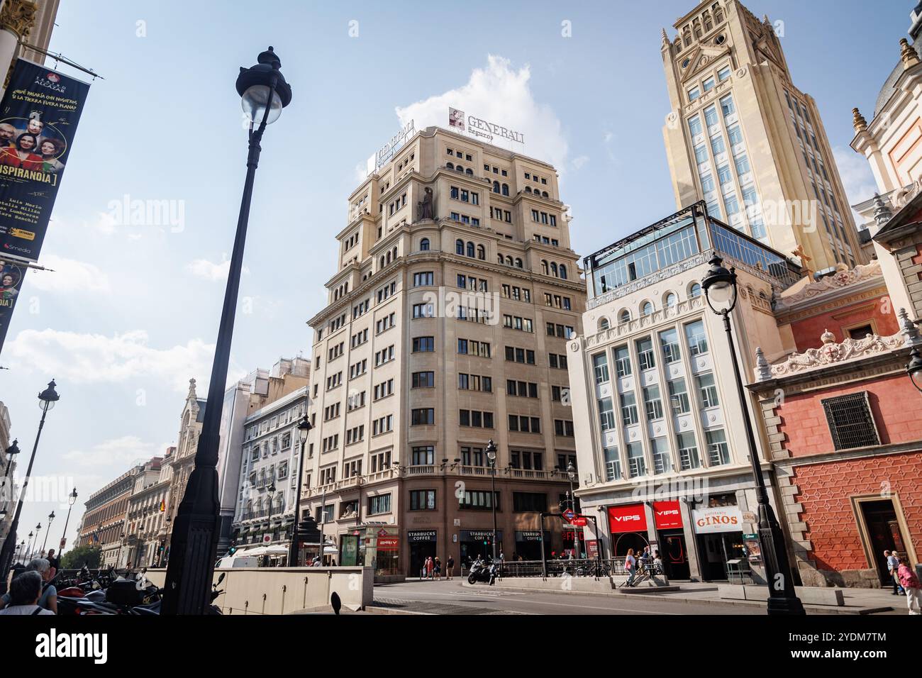 Madrid, 23/09/2024. Generali building at 21 Alcalá Street, in the area around Plaza Canalejas ...
