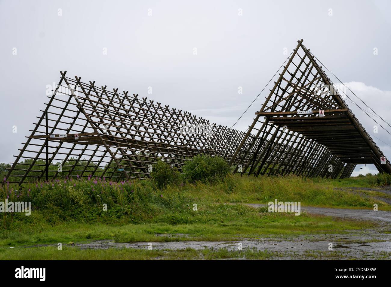 Empty fish drying flake in Svolvaer, Norway Stock Photo - Alamy