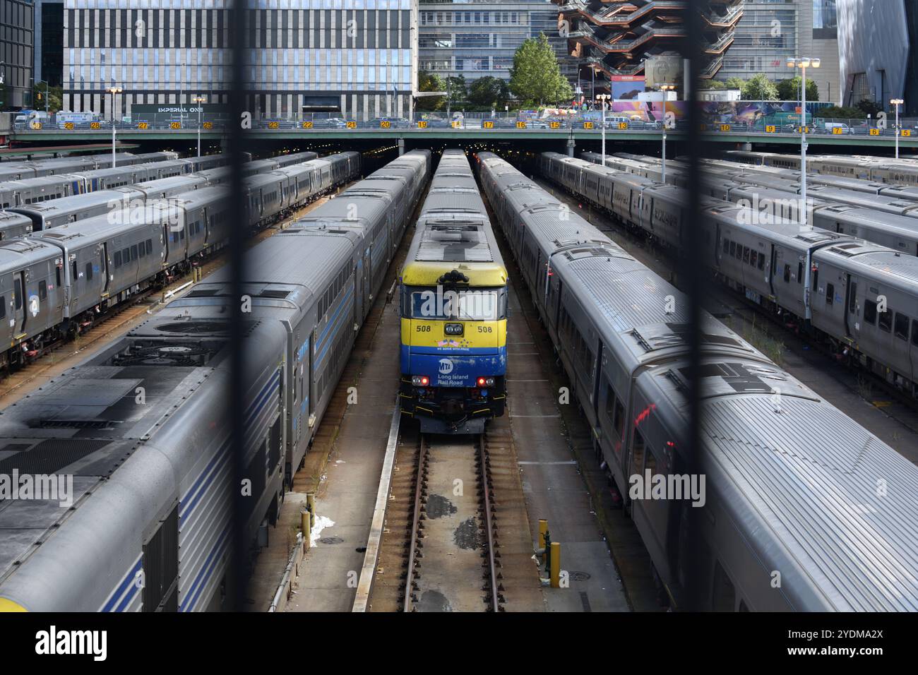 Long Island Railroad train at MTA Depot Manhattan Upper West Side New York City USA Stock Photo ...
