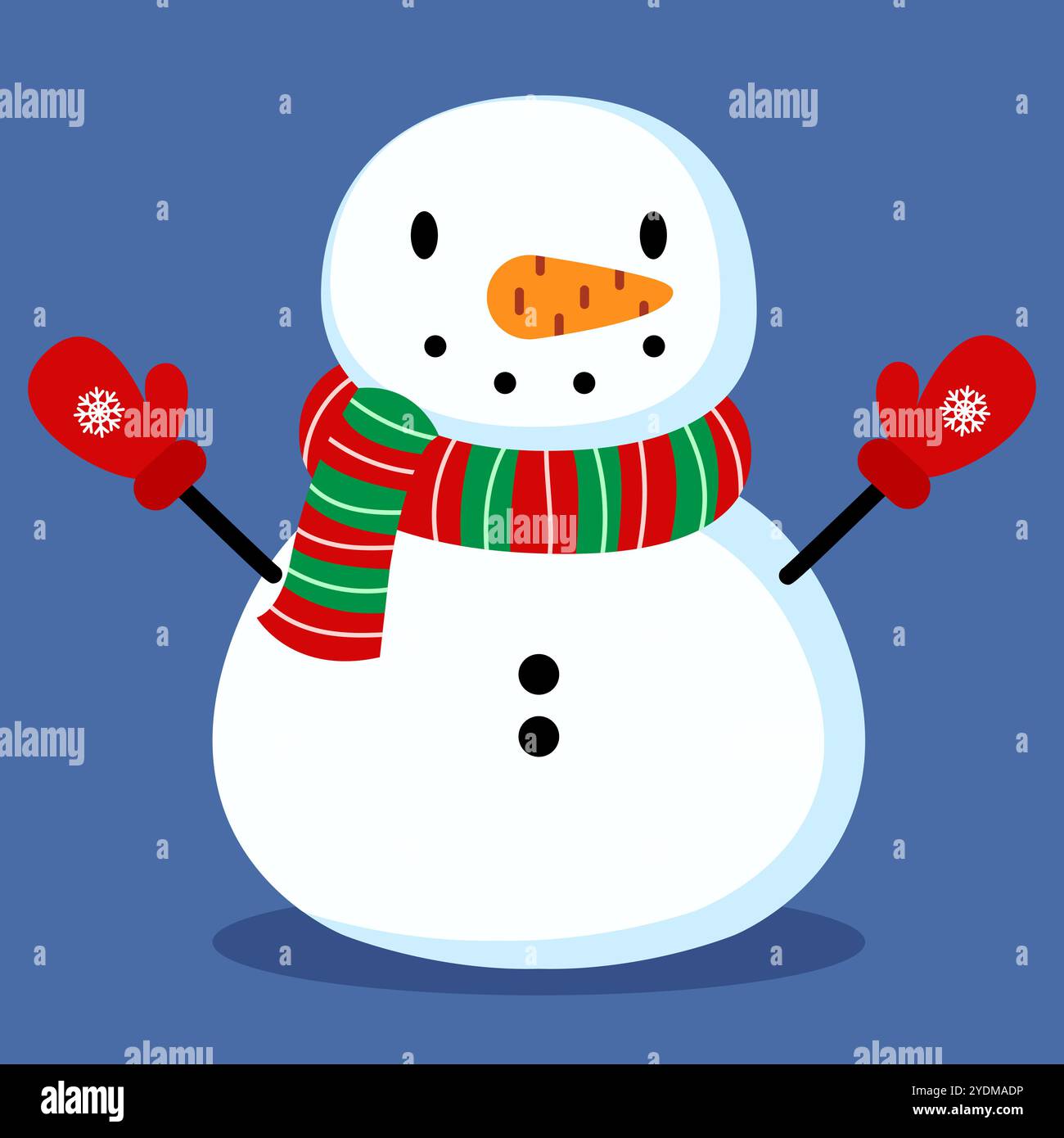 Cute snowman in red mittens. Vector illustration Stock Vector Image ...