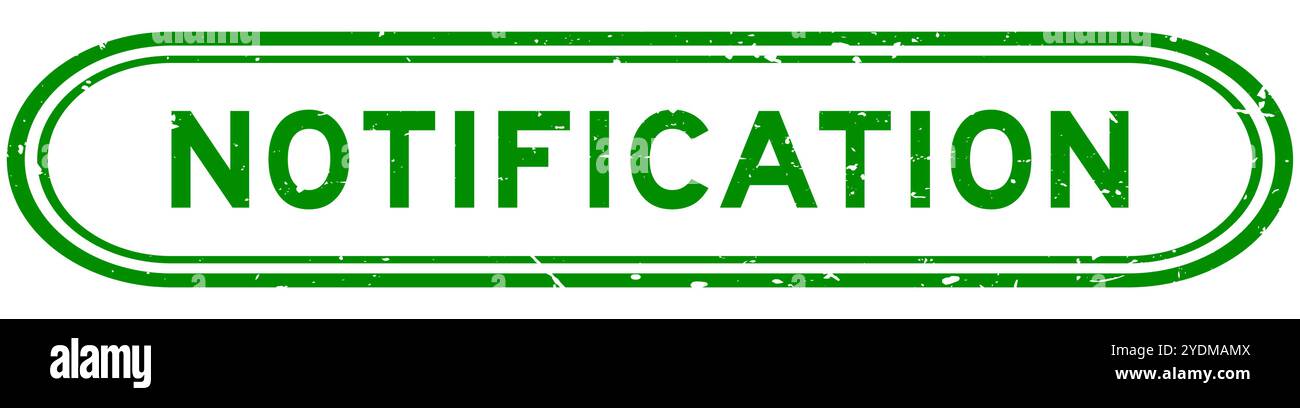 Grunge green notification word rubber seal stamp on white background ...