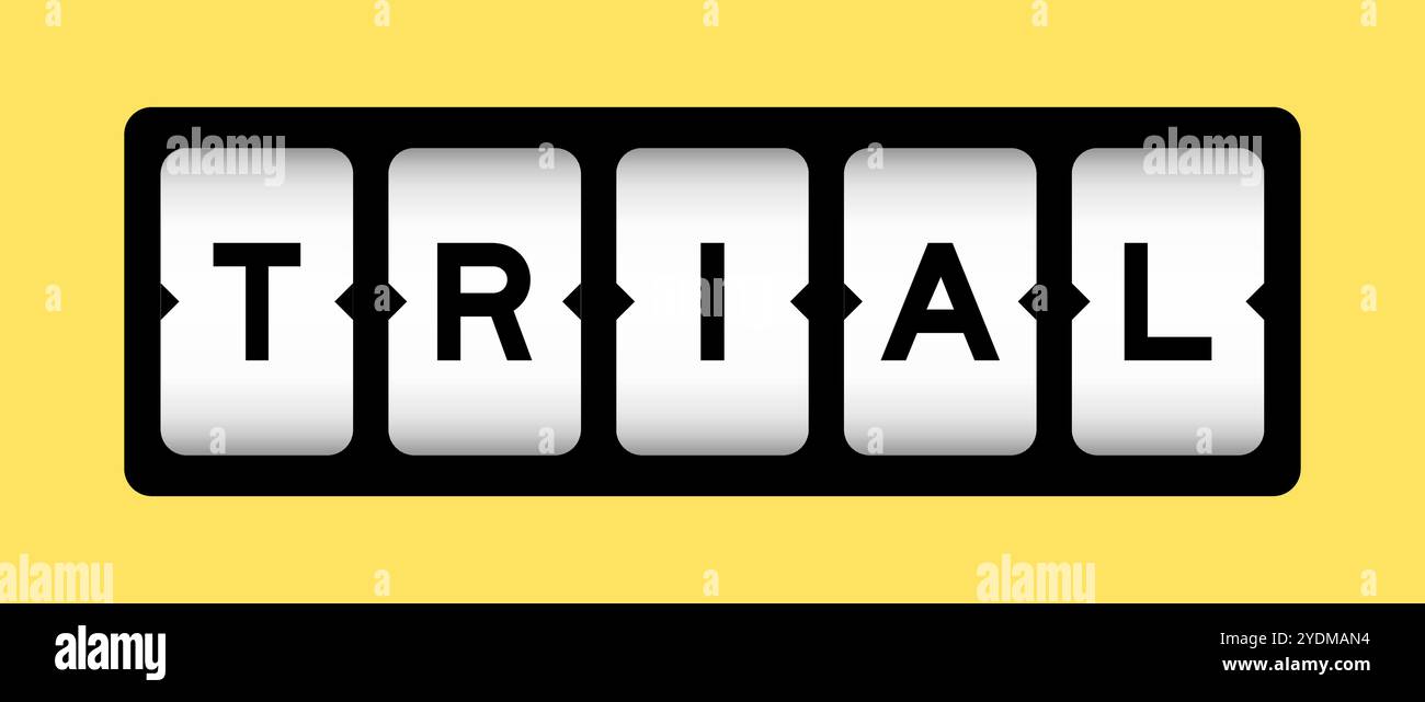 Black color in word trial on slot banner with yellow color background ...