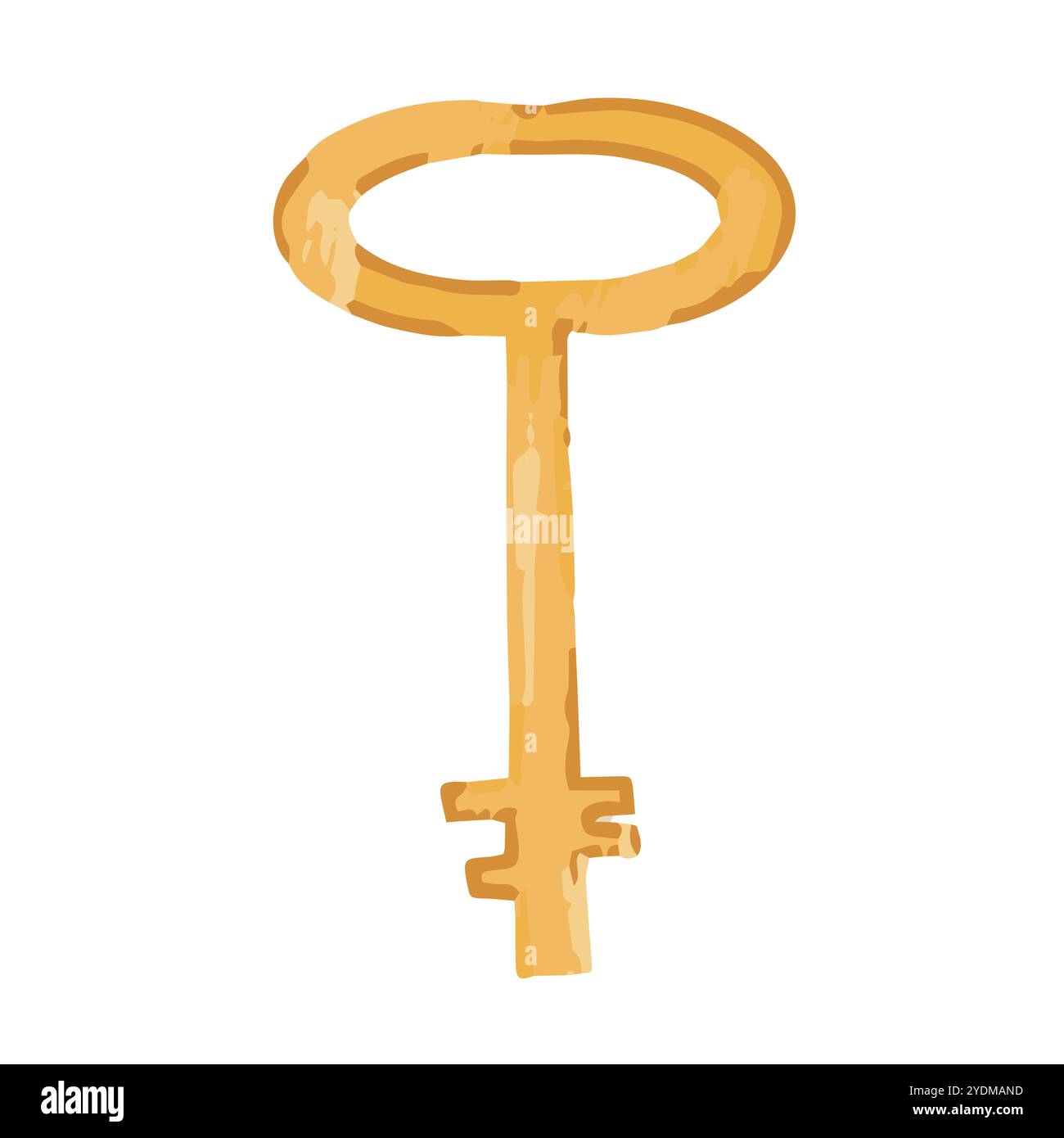 Key for witch rituals. Vector illustration old golden key in cartoon ...