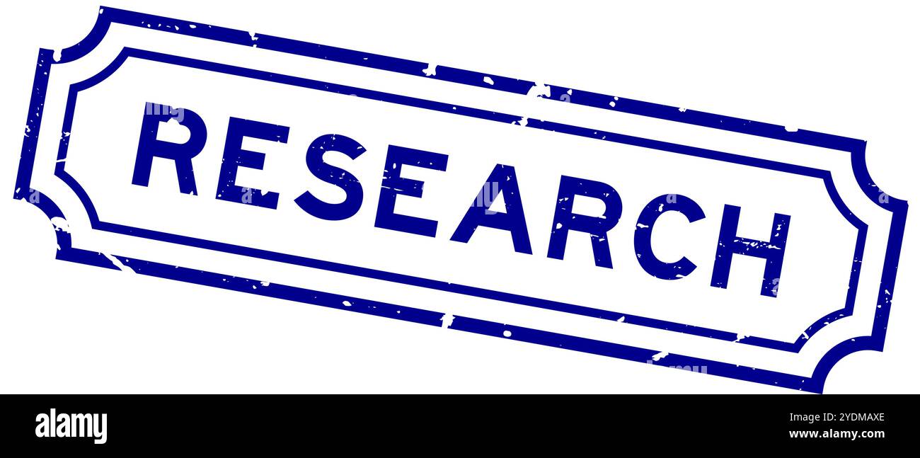 Grunge blue research word rubber seal stamp on white background Stock ...