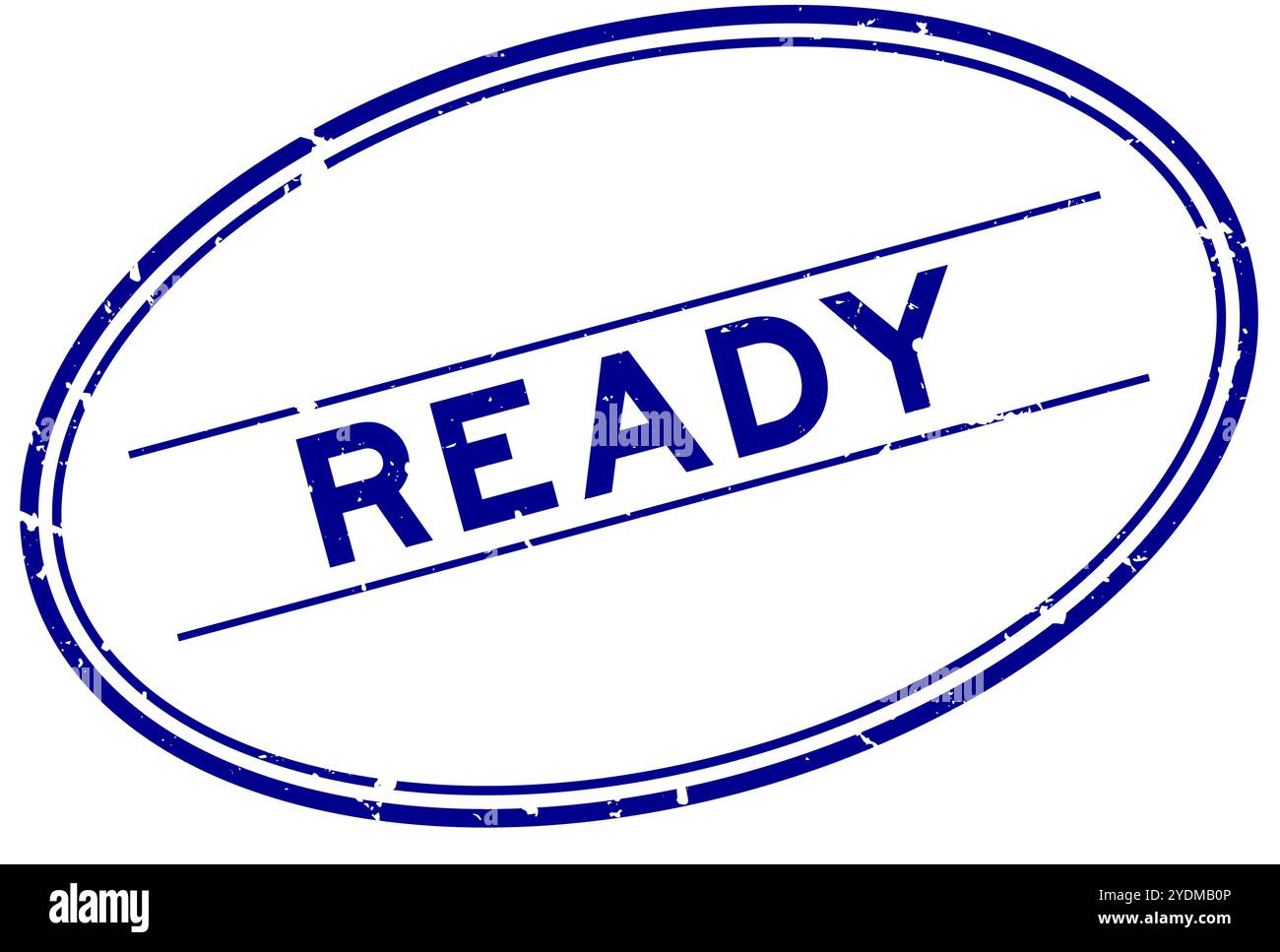 Grunge blue ready word oval rubber stamp in white background Stock ...