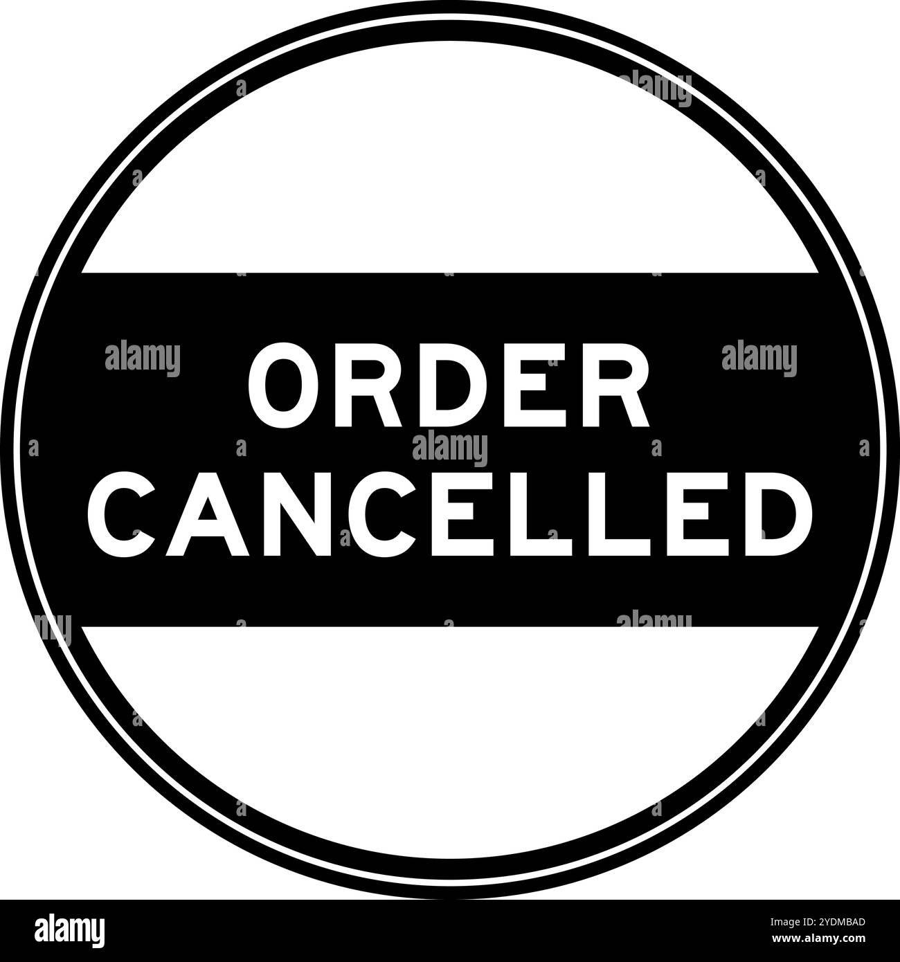 Black color round seal sticker in word order cancelled on white ...