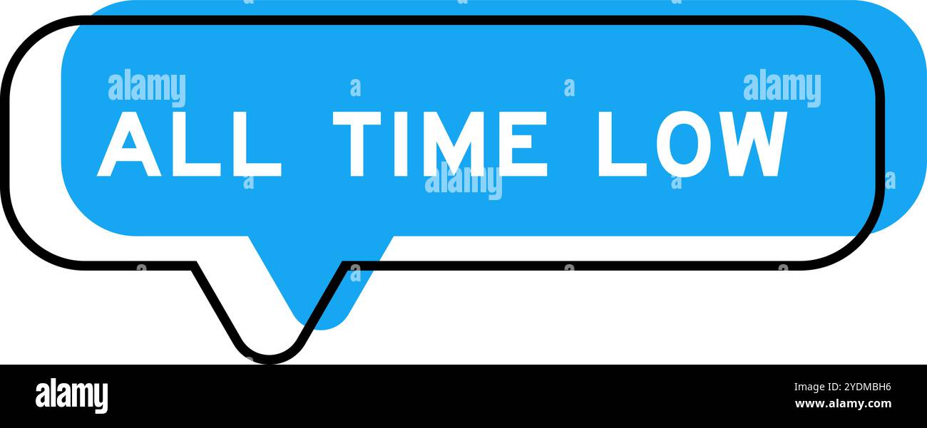 Speech banner and blue shade with word all time low on white background ...