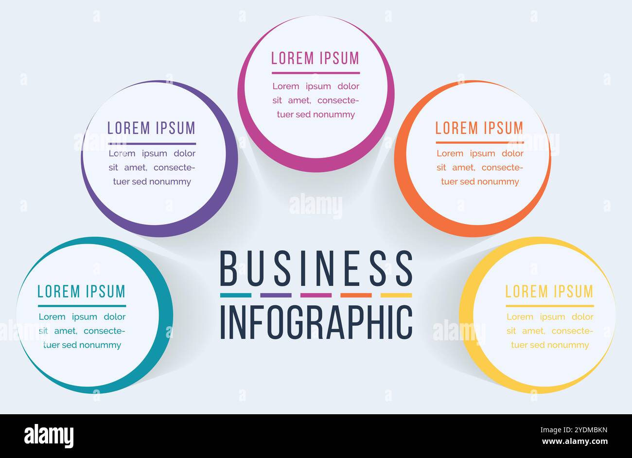 Business Infographic design 5 steps, objects, elements or options ...