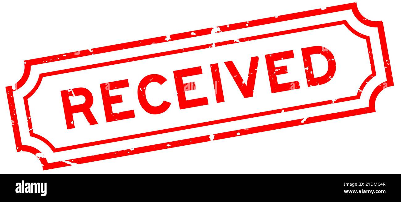 Grunge red received word rubber seal stamp on white background Stock ...