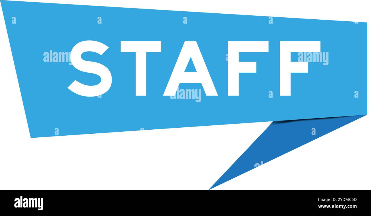 Blue color speech banner with word staff on white background Stock ...