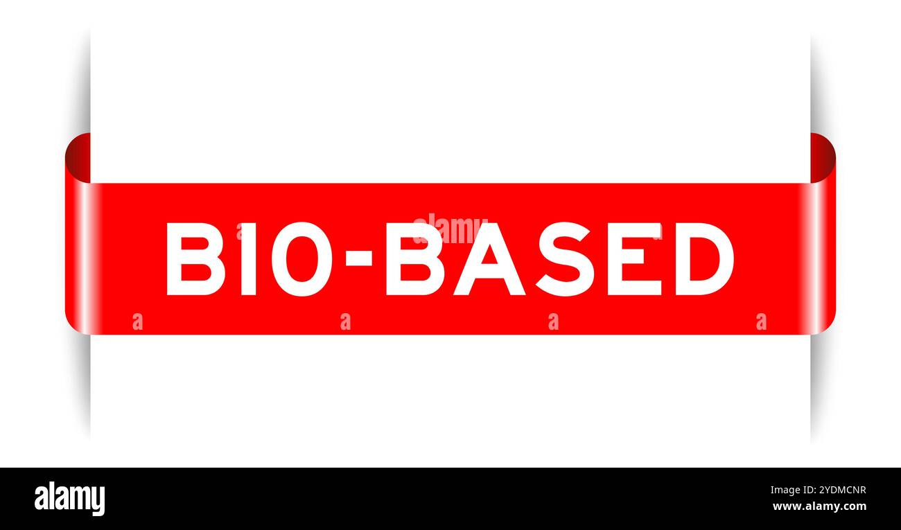 Red color inserted label banner with word bio-based on white background ...