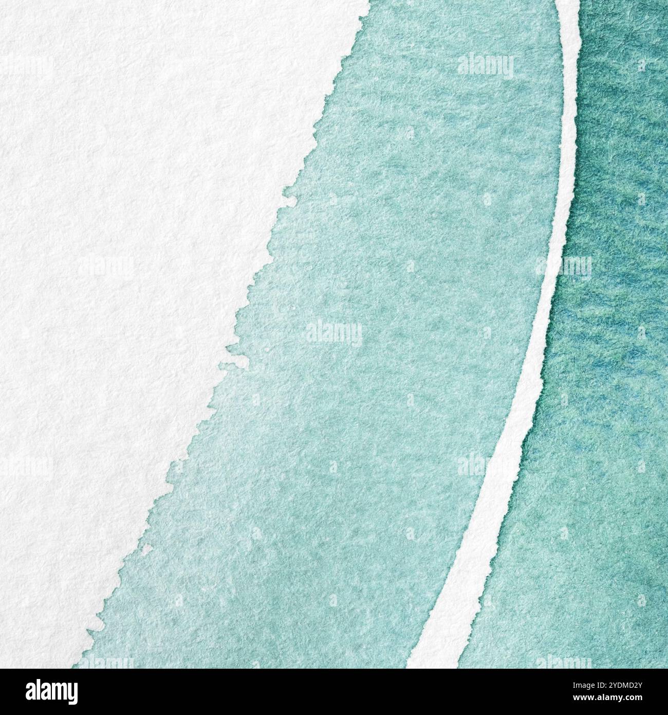 Abstract green watercolor background with white textured paper. Hand ...