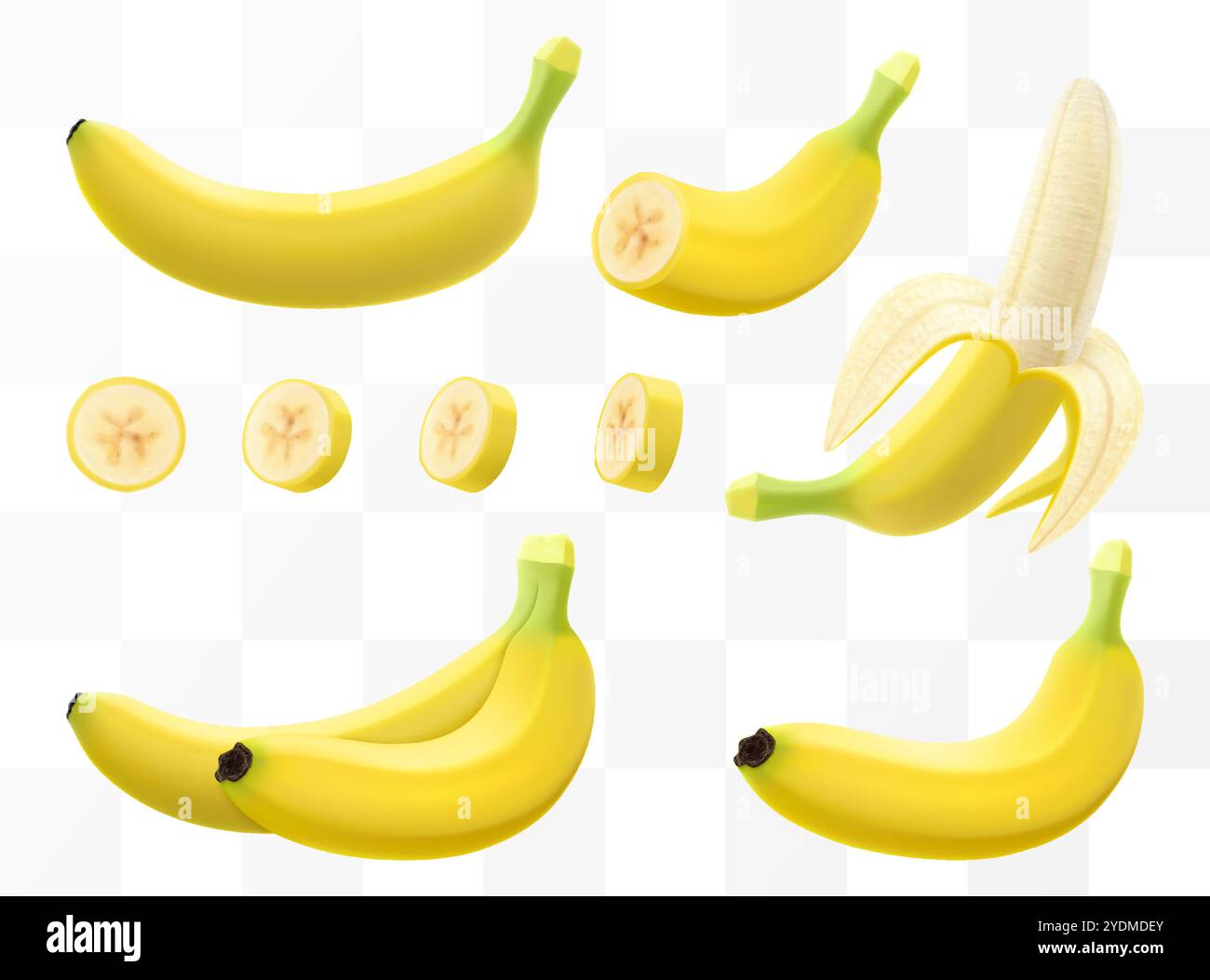 Fresh tropical banana isolated on transparent background. Whole banana ...