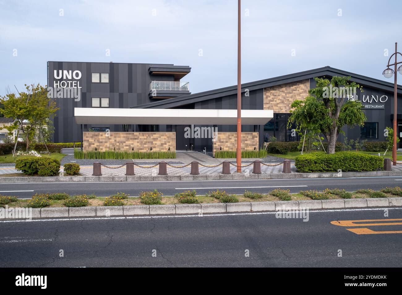 Uno Hotel and Restaurant at the port of Uno Japan Stock Photo - Alamy