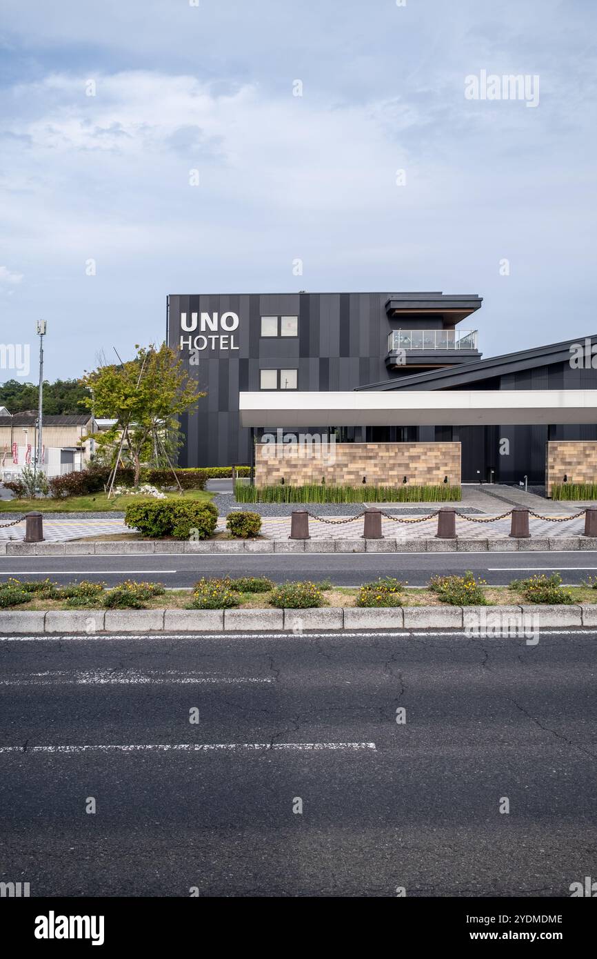 Uno Hotel and Restaurant at the port of Uno Japan Stock Photo - Alamy