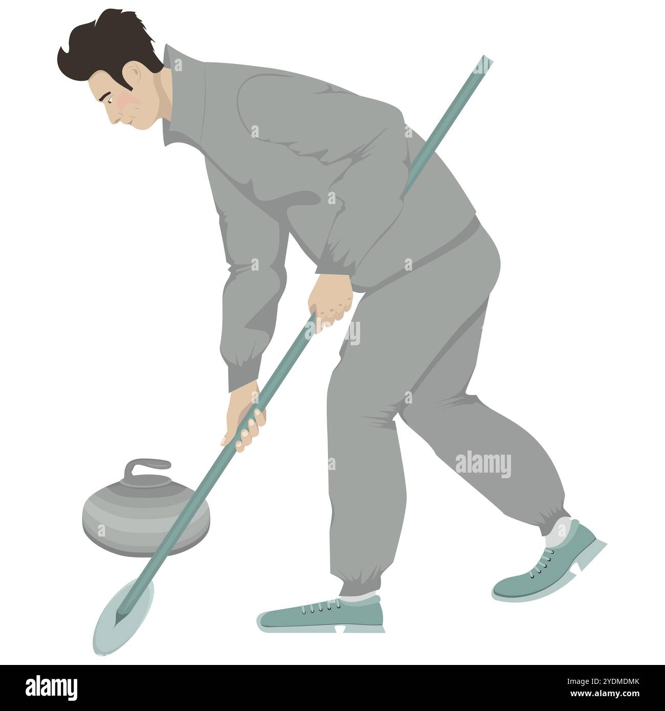 Vector illustration of an athlete playing curling on a white background ...