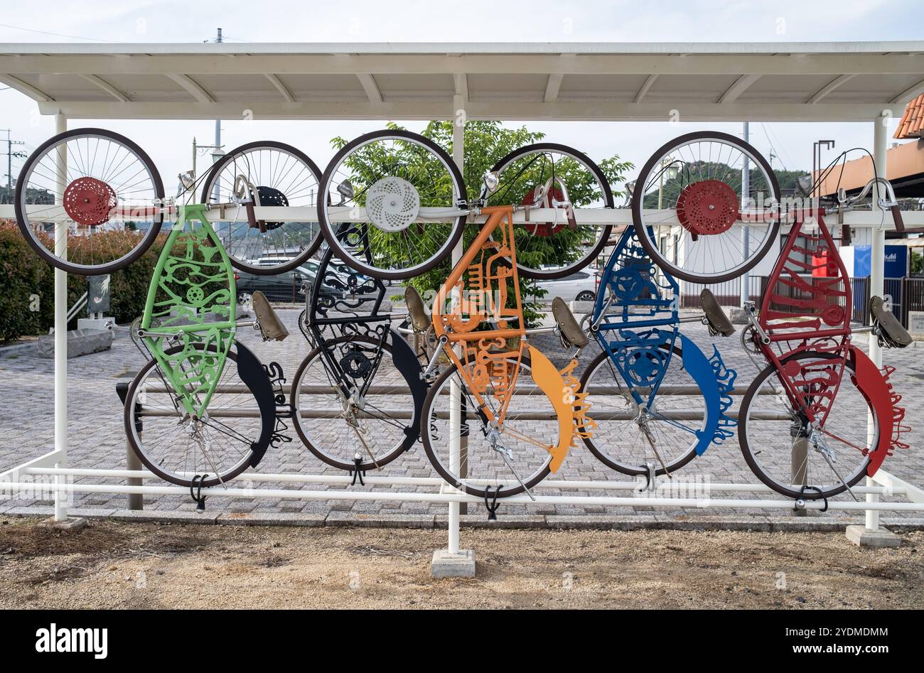 Bicycle Sculpture 'Beyond The Last Stop' by Atushi Ozawa next to the Railway Station at Uno ...