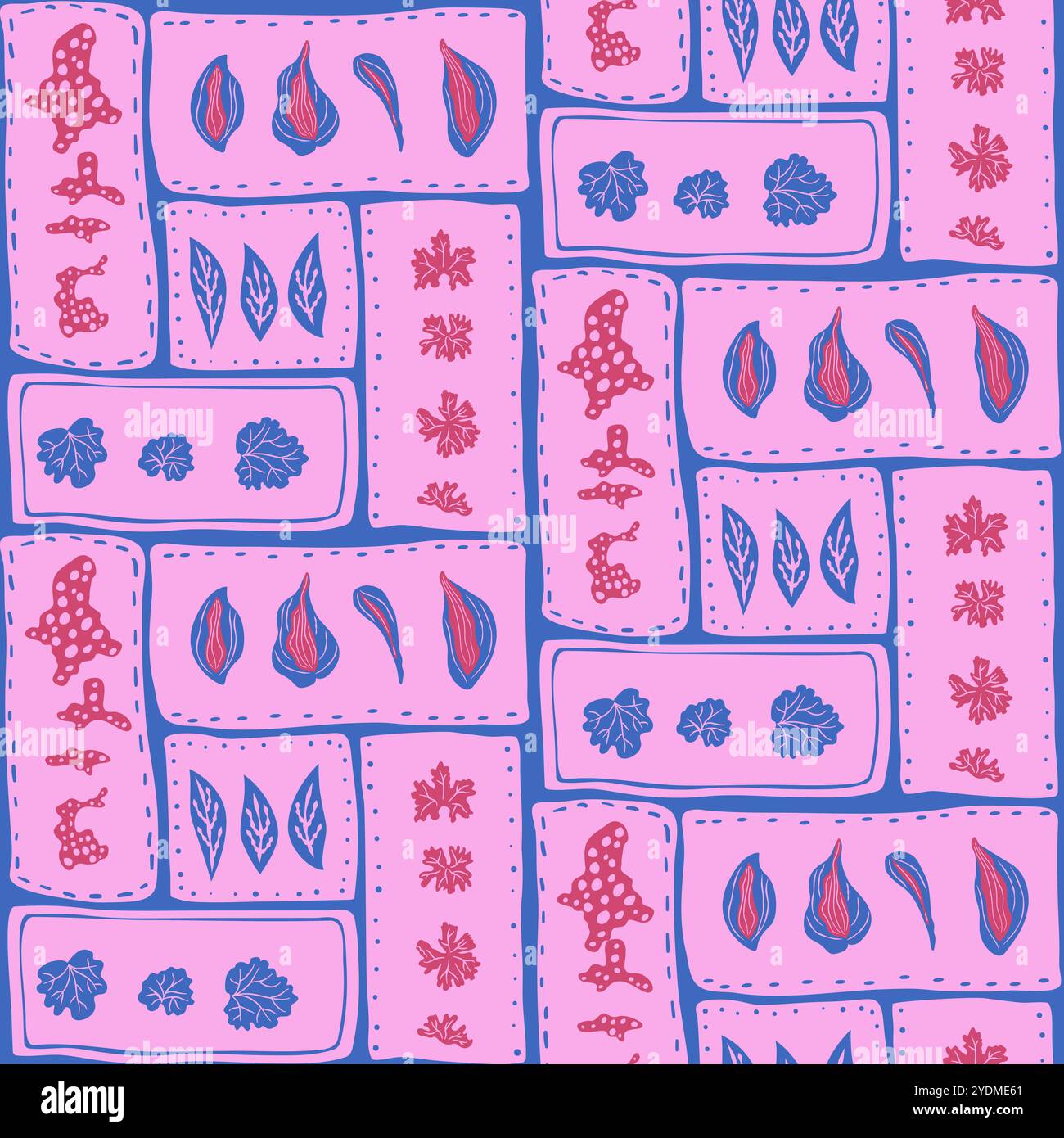 Leaves patchwork seamless pattern. Vibrant plant segments endless ...