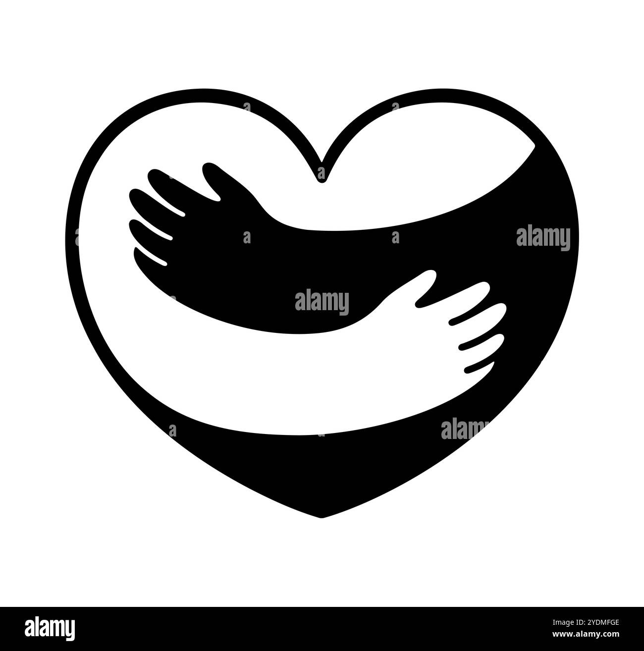 Heart shape with hugging arms, simple black and white logo design ...