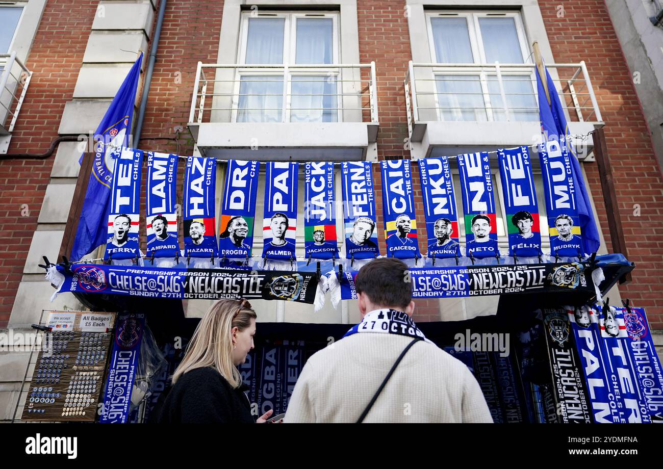 Chelsea fans buying scarfs during the Premier League match at Stamford ...