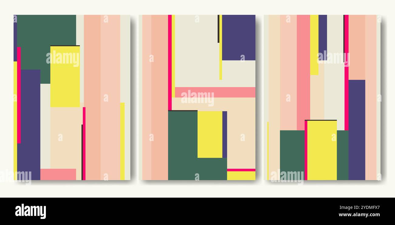 Bauhaus poster set with geometric shapes. Abstract aesthetic mid ...