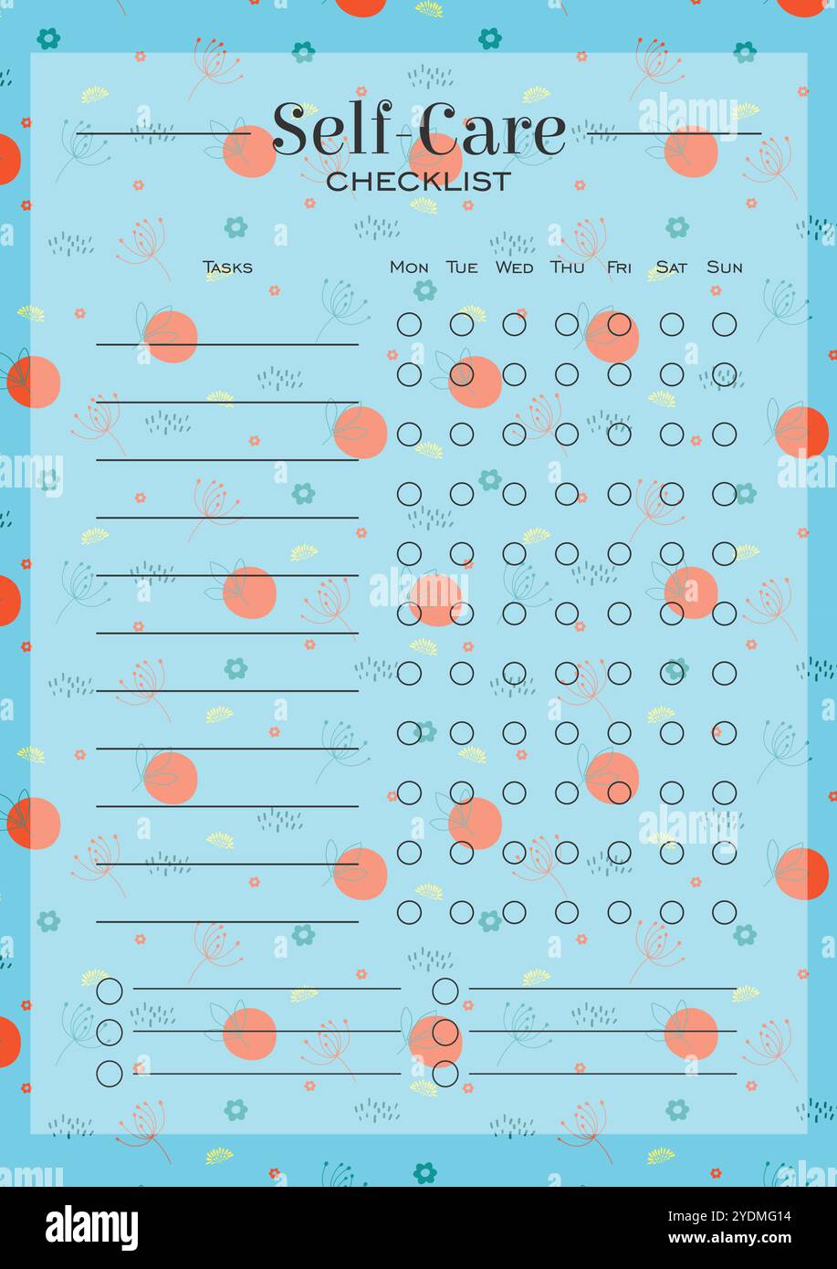 Selfcare list organizer paper sheet. Planner list worksheet template ...
