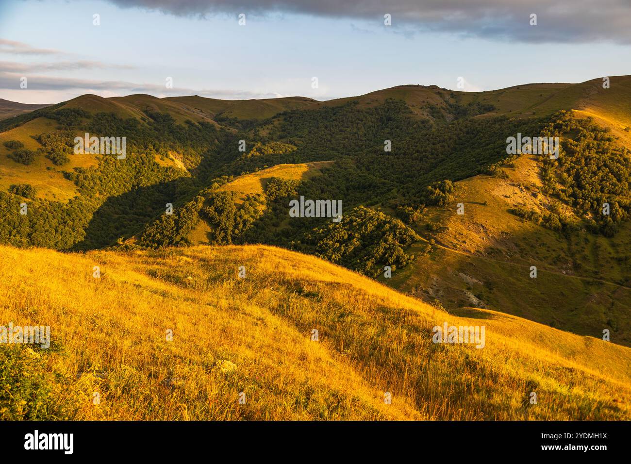 Beautiful, colorful sunset in the Caucasus Mountains. Nagorno-Karabakh ...