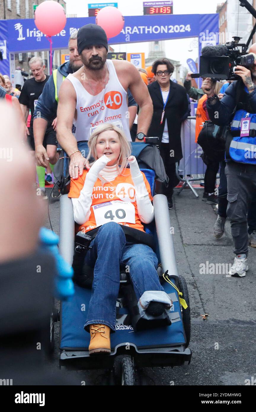 Actor Colin Farrell with his close friend Emma Fogarty, after running ...