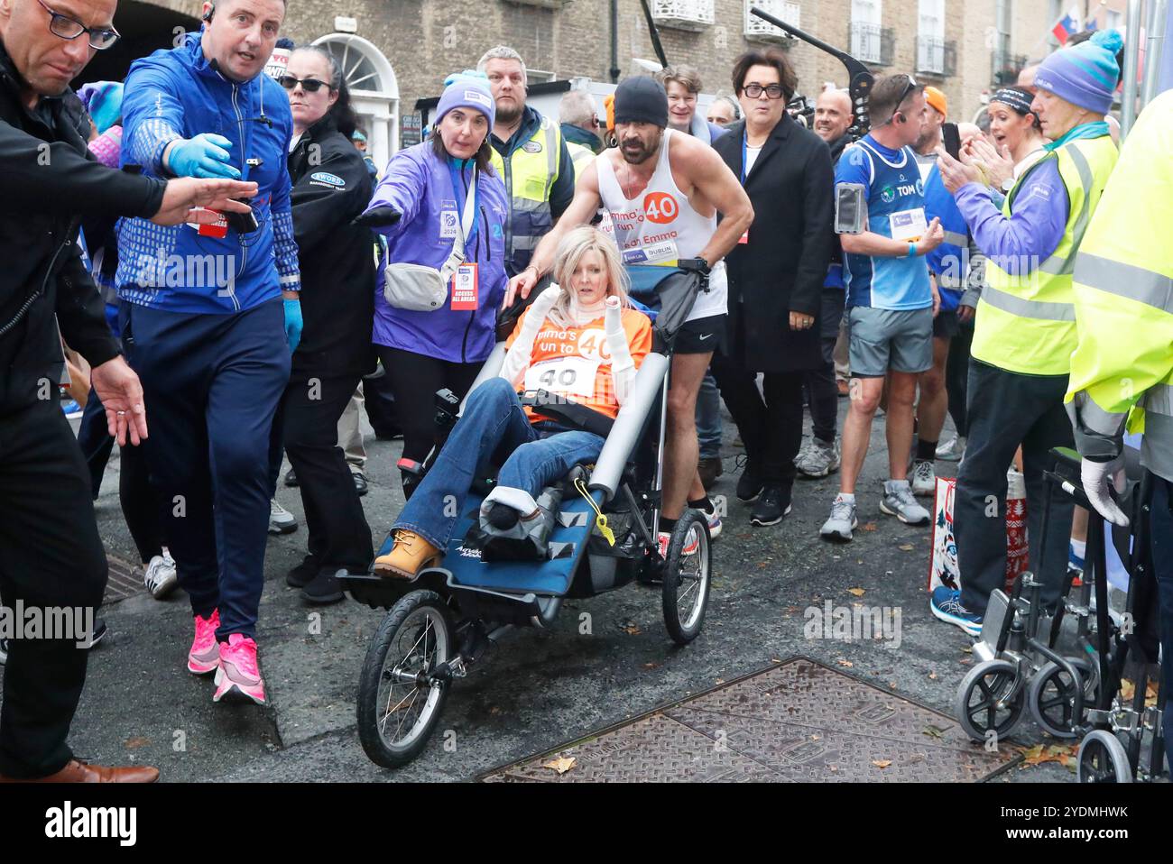 Actor Colin Farrell with his close friend Emma Fogarty, after running ...