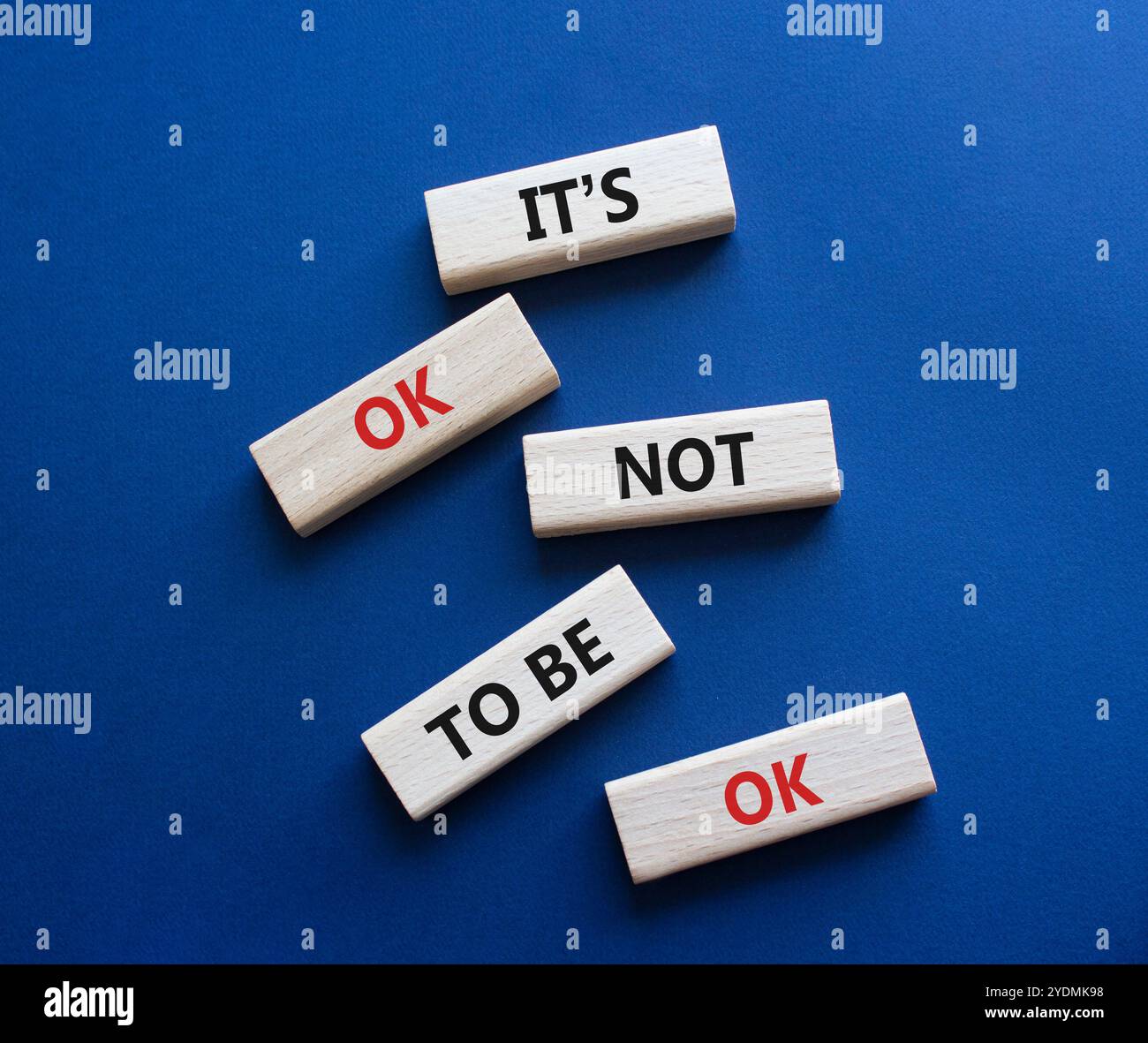 Mental Health symbol. Wooden blocks with words It is ok not to be ok ...