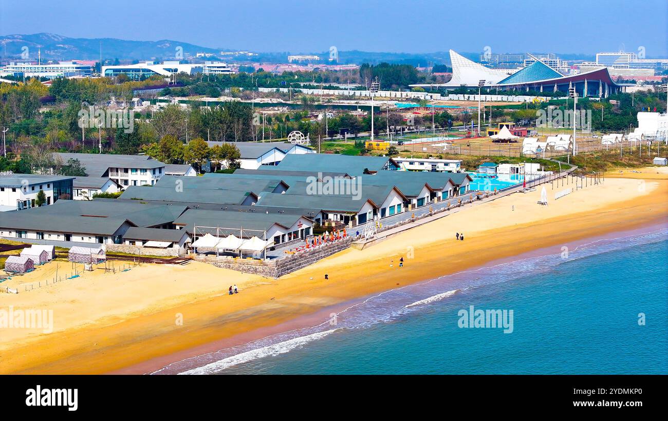 Rizhao. 25th Oct, 2024. This aerial drone photo taken on Oct. 25, 2024 ...