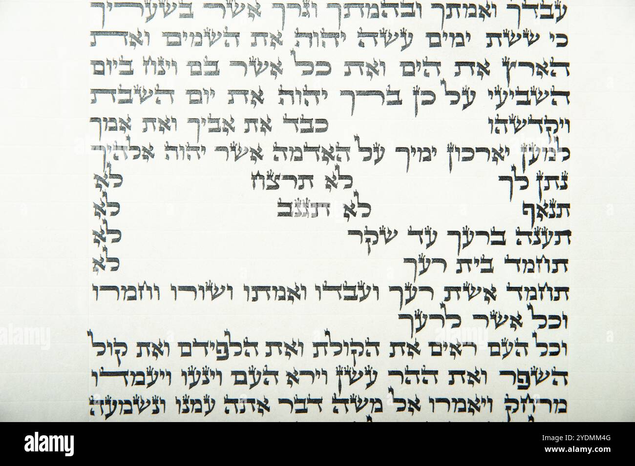 Closeup of a section of the Torah listing the 10 commandments Stock ...