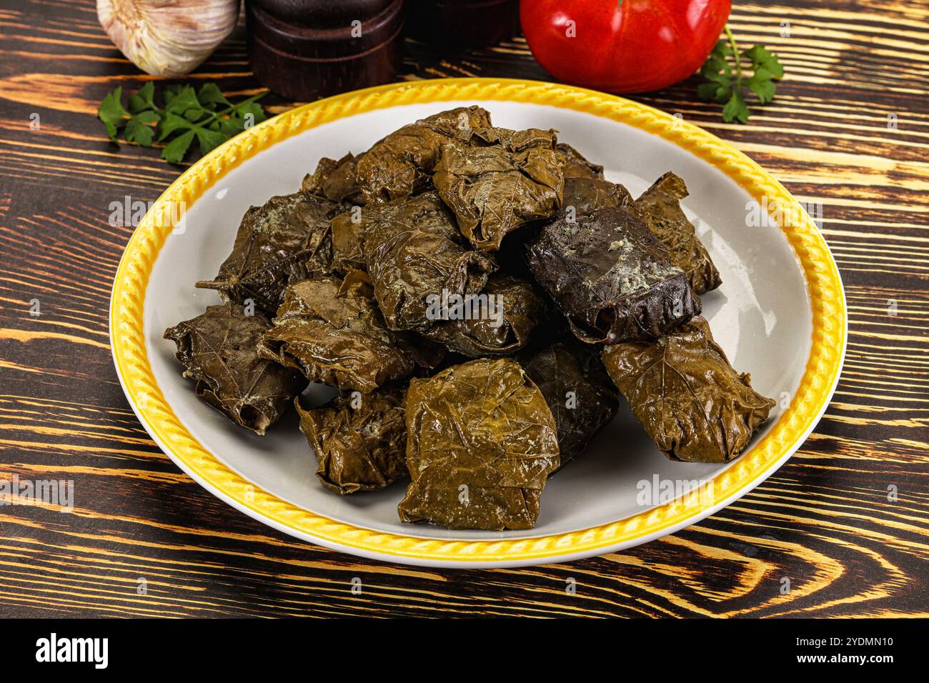 Stuffed dolma - various meat in grape leaves Stock Photo - Alamy