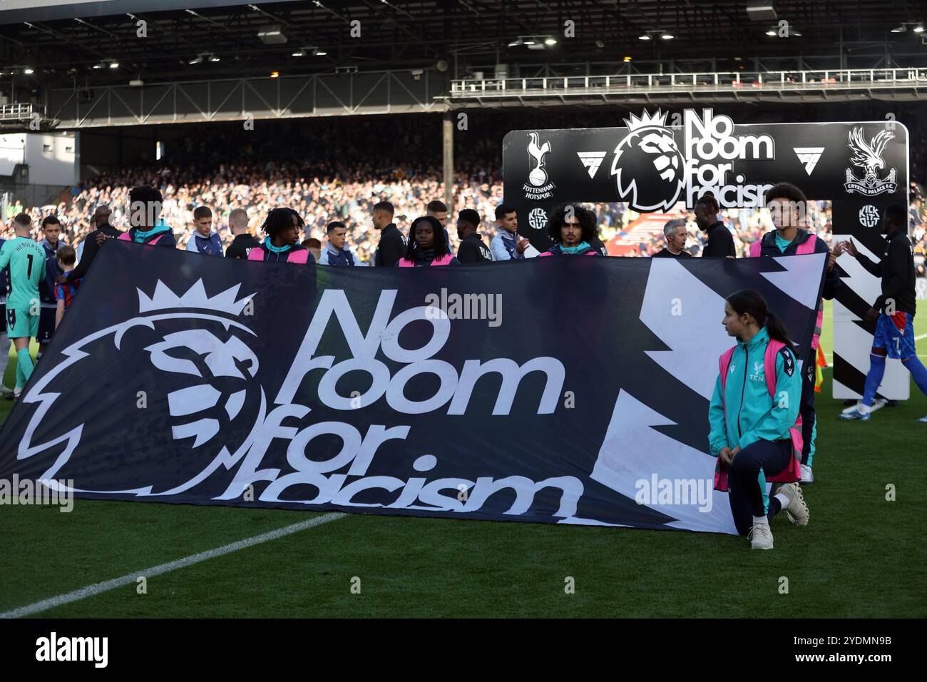 A general view of No room for Racism campaign branding before the ...