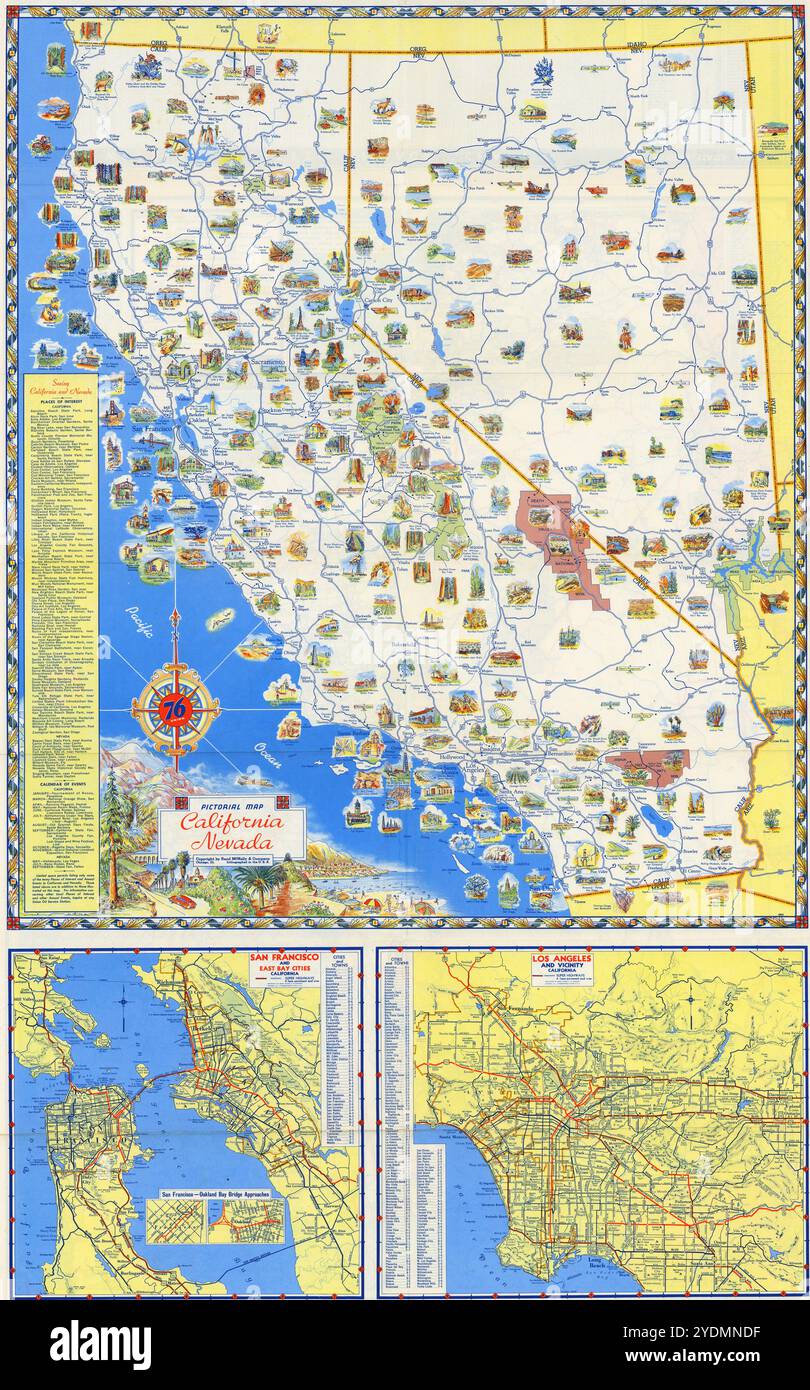 Vintage Detailed California Map Printable Download Travel Poster Stock ...