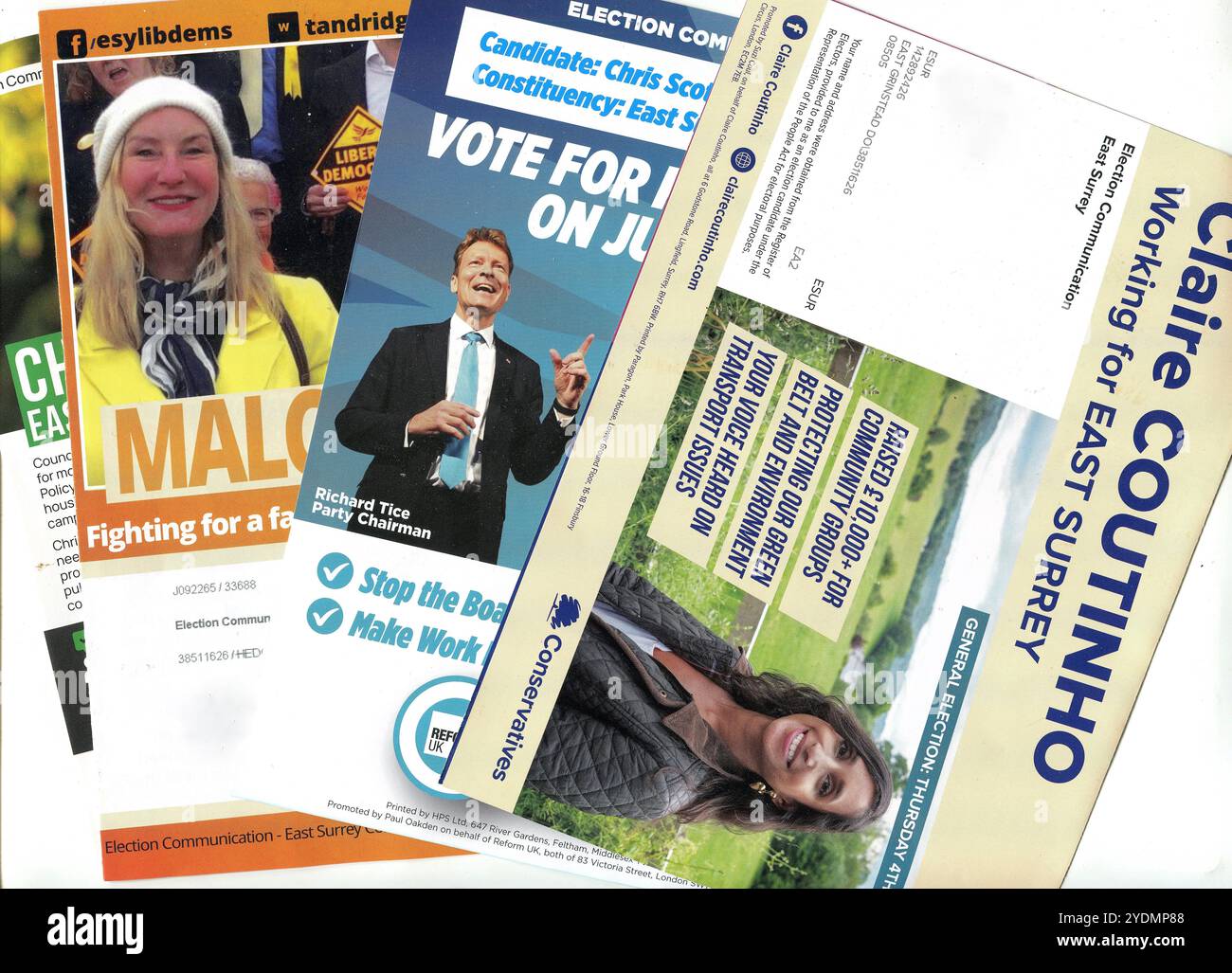 Selection of leaflets from parliamentary candidates for the East Surrey ...