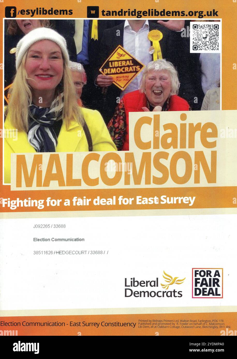 Campaign leaflet from Claire Malcomson, Liberal Democrat party ...