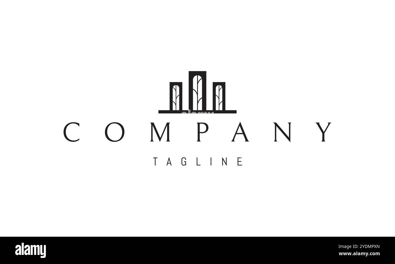 Vector logo with an abstract image of arches with stained glass windows ...