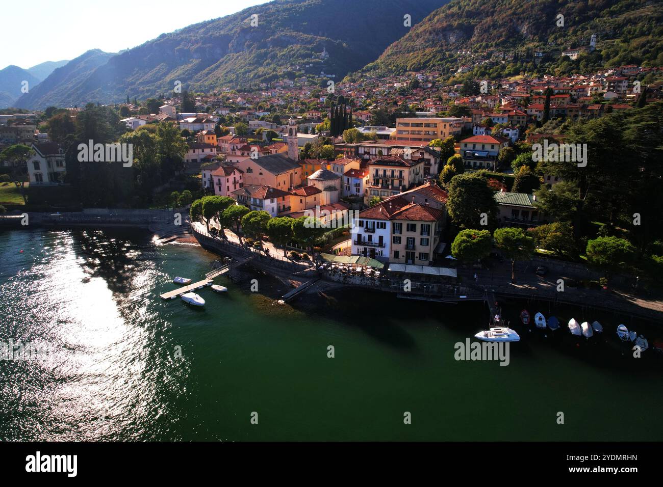 Aerial view above the Italian Lake Como Stock Photo - Alamy