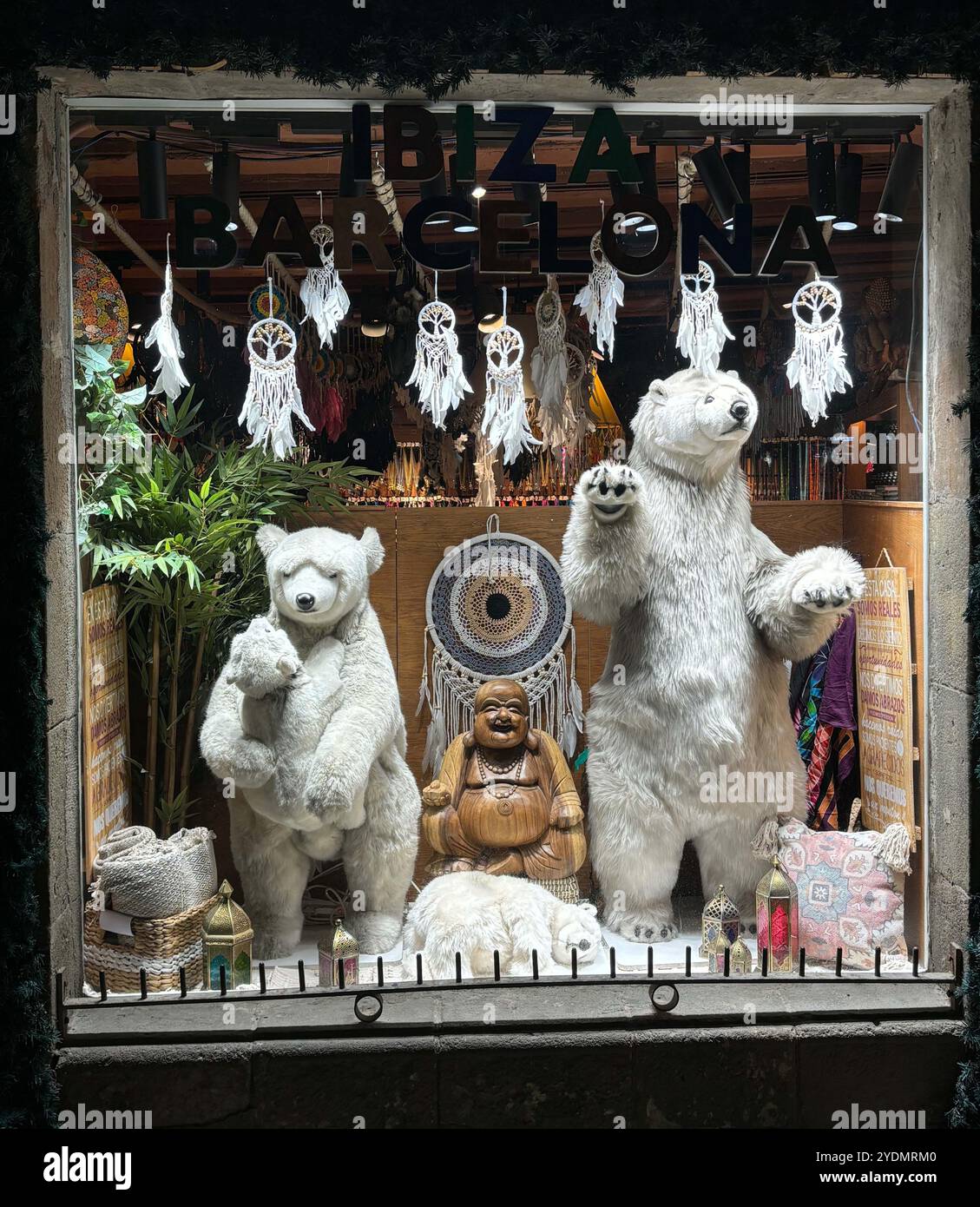 Barcelona, Spain. 27th Oct, 2024. Polar bears grace a storefront in ...