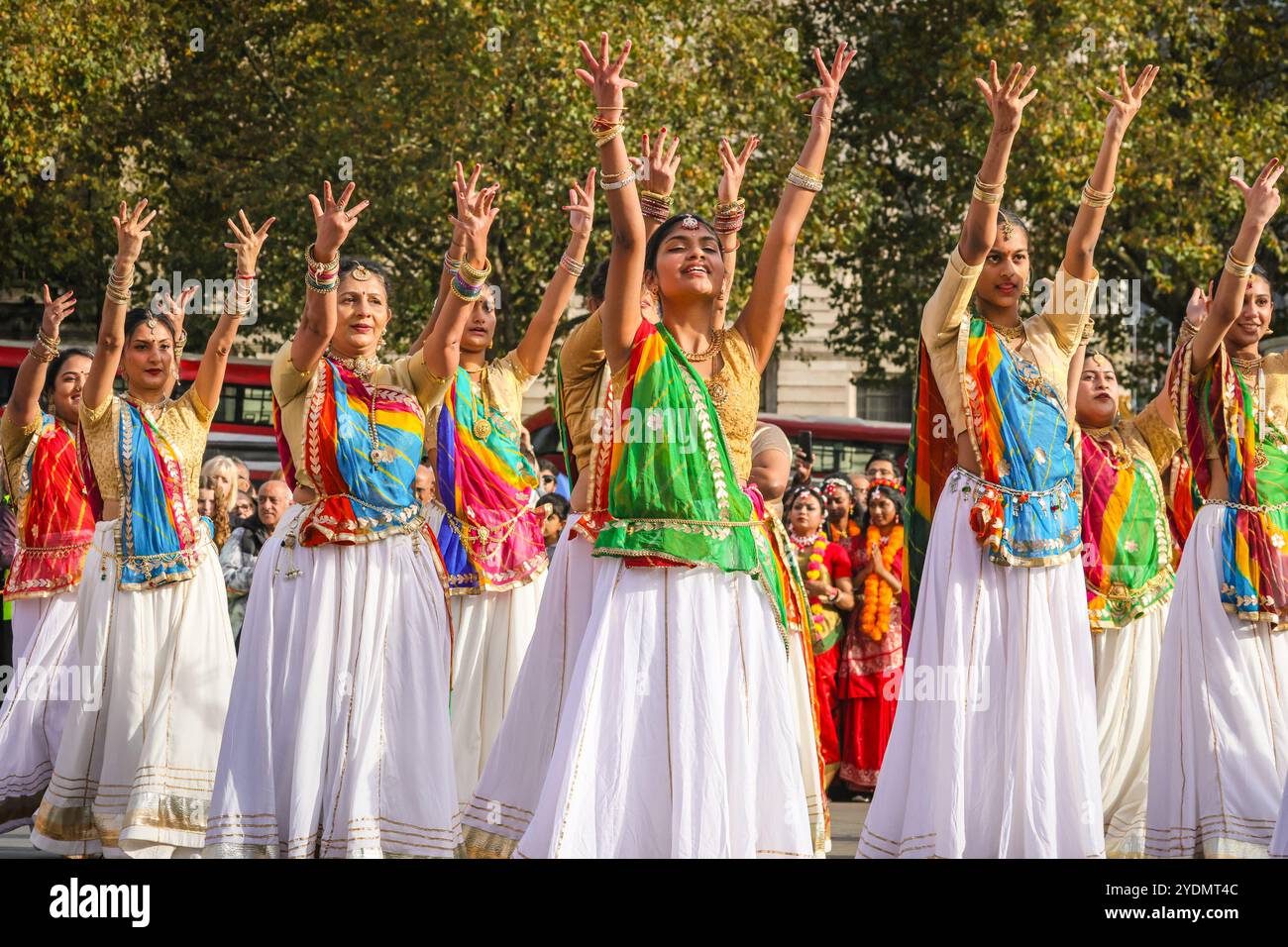 London, UK. 27th Oct, 2024. Performers in the colourful opening dance ...