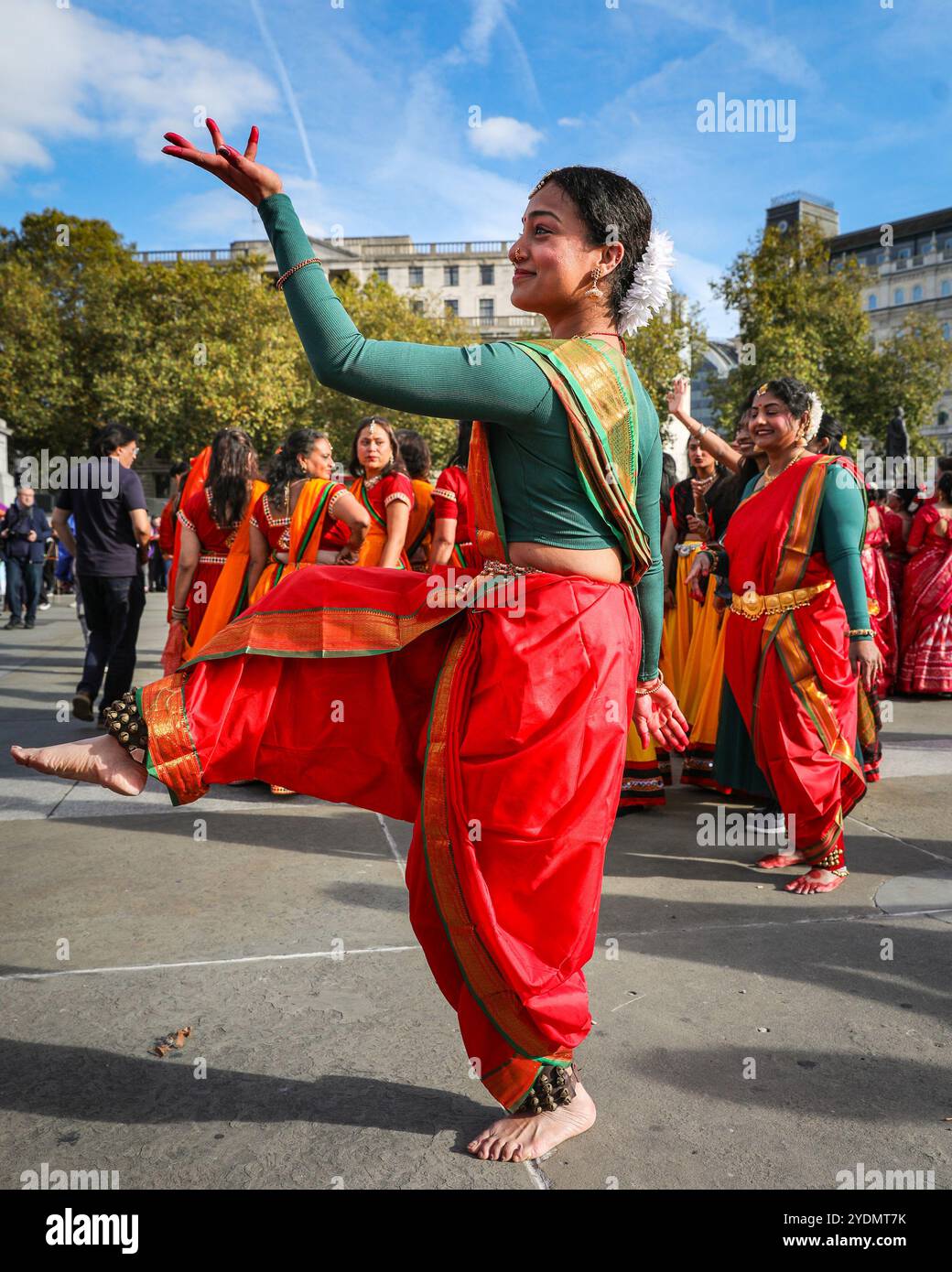 London, UK. 27th Oct, 2024. Performers in the colourful opening dance ...