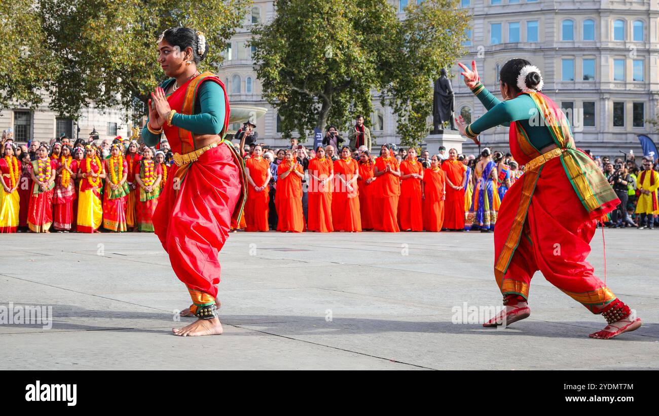 London, UK. 27th Oct, 2024. Performers in the colourful opening dance ...