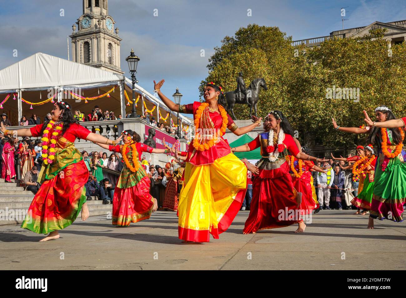 London, UK. 27th Oct, 2024. Performers in the colourful opening dance ...