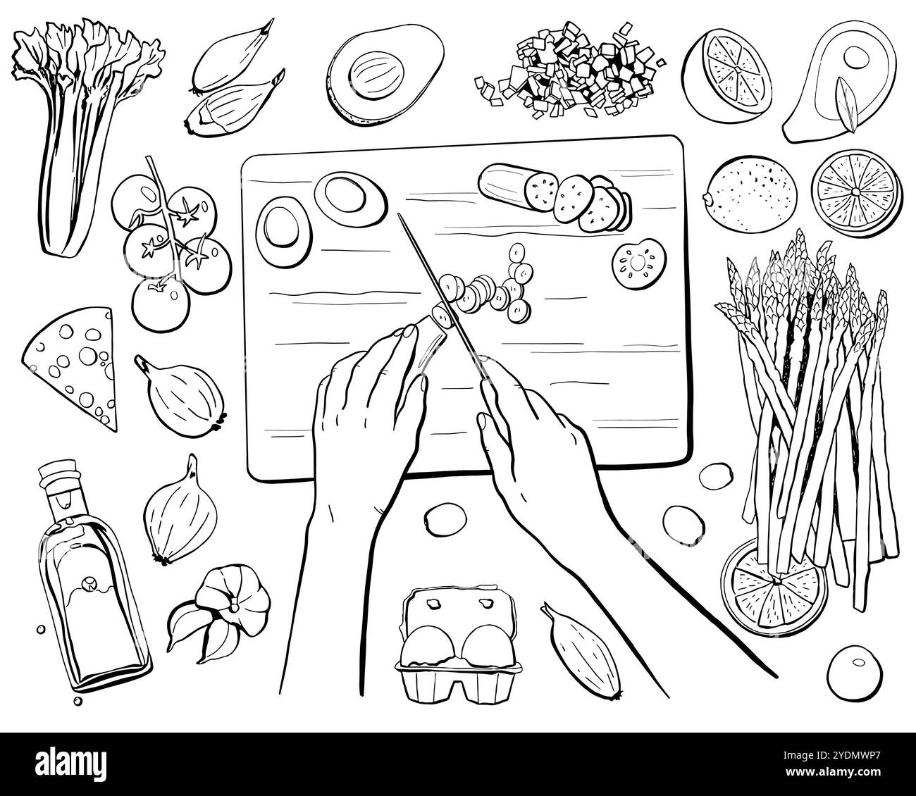 Chef preparing delicious avocado salad Stock Vector Images - Alamy